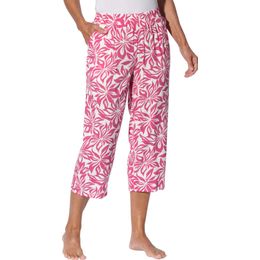 Damen 7/8-Hose aus reiner Viskose, gebl&uuml;mt fuchsia-bedruckt, Gr&ouml;&szlig;e 40