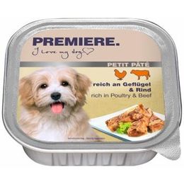 Premiere Petit P&acirc;t&eacute; Nassfutter Hund, Adult, Gefl&uuml;gel und Rind 44x150 g