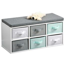Kesper Kindersitzbank, Grau, T&uuml;rkis, Wei&szlig;, Holzwerkstoff, 68x29.5x33 cm, Kinderzimmer & Jugendzimmer, Kinderm&ouml;bel, Kindersitzm&ouml;bel & Kindertische, Kinderst&uuml;hle