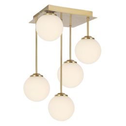 Novel H&auml;ngeleuchte, Wei&szlig;, Gold, Metall, Glas, rund,rund, 25.5x41x25.5 cm, RoHS, CE, Lampen & Leuchten, Innenbeleuchtung, H&auml;ngelampen, Pendelleuchten