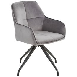 Livetastic Armlehnstuhl, Grau, Schwarz, Holz, Metall, Textil, Pappel, Sperrholz, Drehkreuz, 57x83.5x60 cm, Sitzfl&auml;che 360&deg; drehbar, Esszimmer, St&uuml;hle, Esszimmerst&uuml;hle, Armlehnenst&uuml;hle
