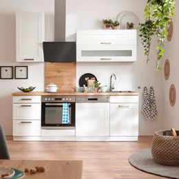 Mid.you K&uuml;chenleerblock, Wei&szlig;, Holzwerkstoff, Glas, 3 Schublade(n) Schubladen, seitenverkehrt montierbar, nur wie online abgebildet bestellbar, 220 cm, K&uuml;chen, K&uuml;chenzeilen & K&uuml;chenbl&ouml;cke, K&uuml;chenzeilen ohne Ger&auml;te