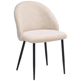 Livetastic Stuhl, Schwarz, Beige, Metall, Textil, Rundrohr, 52x82x58 cm, Esszimmer, St&uuml;hle, Esszimmerst&uuml;hle, Vierfu&szlig;st&uuml;hle