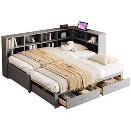 Komhtom Jugendbett, Grau, Holz, Mode, 1-Sitzer, 90x190 cm, Kinderzimmer & Jugendzimmer, Jugendm&ouml;bel, Jugendbetten