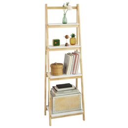 sobuy Leiterregal, Natur, Holzwerkstoff, Holz, 42x140x34 cm, Wohnzimmer, Regale, B&uuml;cherregale