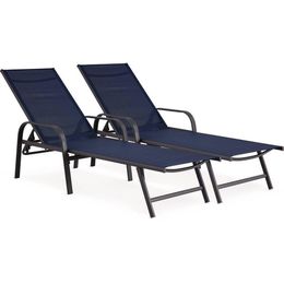 Habitat Garten Sonnenliege, Grau, Metall, 59x45x193 cm, Gartenm&ouml;bel, Gartenliegen