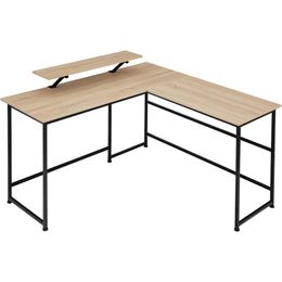 TecTake Schreibtisch, Natur, Holz, L-Form, 130x76.5x140 cm, Arbeitszimmer, Schreibtische, Eckschreibtische