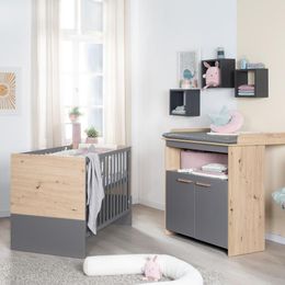 Roba Babym&ouml;bel, Anthrazit, Sonoma Eiche, Holz, Holzwerkstoff, Holz Optik, Rechteckig, 120x98x60 cm, Babym&ouml;bel, Babyzimmer-Sets