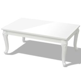 vidaXL Couchtisch, Wei&szlig; Hochglanz, Holzwerkstoff, Rechteckig, 60x42x100 cm, Wohnzimmer, Wohnzimmertische, Couchtische