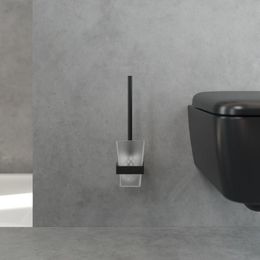 Villeroy & Boch Villeroy und Boch Elements Striking Toilettenb&uuml;rstengarnitur TVA152017000K5 94x340x118mm, Glas satiniert, mit WC-B&uuml;rste, matt black