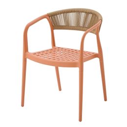 casa pura Gartenstuhl Solaro UV-best&auml;ndiges PP & handgeflochtene Seil-R&uuml;ckenlehne Orange