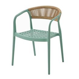 casa pura Gartenstuhl Solaro UV-best&auml;ndiges PP & handgeflochtene Seil-R&uuml;ckenlehne Gr&uuml;n