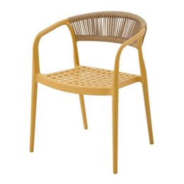 casa pura Gartenstuhl Solaro UV-best&auml;ndiges PP & handgeflochtene Seil-R&uuml;ckenlehne Gelb