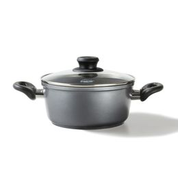Stoneline Kochtopf 24 cm, mit Deckel, Induktion, Aluguss, beschichtet mit echten Steinpartikeln, grau, beschichteter Kochtopf Induktion 24cm Durchmesser, antihaftbeschichtet