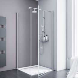 Schulte Dreht&uuml;r mit Seitenwand 'Alexa Style 2.0' teilgerahmt, aluminiumfarben, 90 x 192 cm
