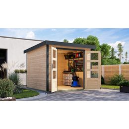 Karibu Gartenhaus 'Komet 3,5 A' Fichtenholz naturbelassen / anthrazit 238,5 x 209 x 242,5 cm