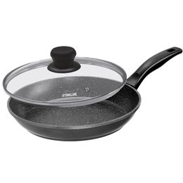 Stoneline Bratpfanne 26 cm, mit Griff, Induktion, Aluguss, Pfanne mit echten Steinpartikeln beschichtet, Ohne Fett oder &Ouml;l kochen, braten und schmoren