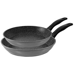Stoneline Pfannenset 2 teilig, 20/28 cm, Antihaft beschichtete Pfanne mit echten Steinpartikeln, Pfanne Induktion und backofengeeignet, grau, zum &Ouml;l und Fett freiem Braten