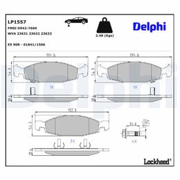 DELPHI Bremsbelagsatz, Scheibenbremse lp1557 f&uuml;r JEEP
