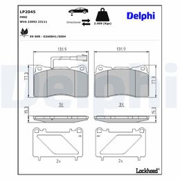 DELPHI Bremsbelagsatz, Scheibenbremse lp2045 f&uuml;r ALFA ROMEO LANCIA MITSUBISHI