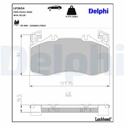 DELPHI Bremsbelagsatz, Scheibenbremse lp3654 f&uuml;r Mercedes