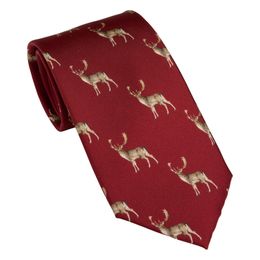 Laksen Krawatte mit Hirschmotiv Bordeaux/Fallow Deer