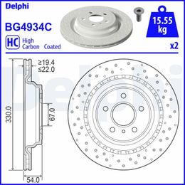 DELPHI Bremsscheibe bg4934c Gelocht 330mm 22mm f&uuml;r Mercedes BEIJING BENZ (BBDC)