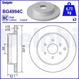 DELPHI Bremsscheibe bg4994c 308mm 18mm f&uuml;r Mercedes NISSAN