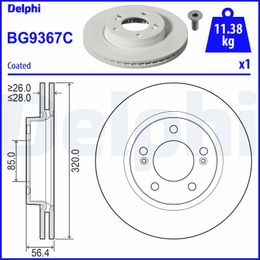 DELPHI Bremsscheibe bg9367c 320mm 28mm f&uuml;r SSANGYONG