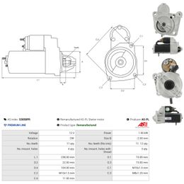 AS-PL Starter s3058pr f&uuml;r Volvo Opel MITSUBISHI NISSAN RENAULT Suzuki