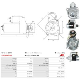 AS-PL Starter s5014 f&uuml;r DAF MAZDA MITSUBISHI HYUNDAI