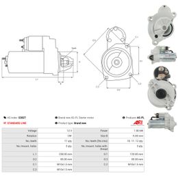 AS-PL Starter s3027 f&uuml;r Fiat Opel Peugeot TOYOTA