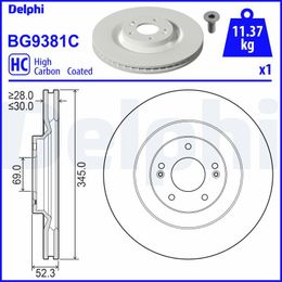 DELPHI Bremsscheibe bg9381c 345mm 30mm f&uuml;r HYUNDAI