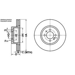 ATE Bremsscheibe 24012201301 bel&uuml;ftet 257mm 22mm f&uuml;r Fiat
