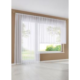 bonprix Gardinen Store mit recyceltem Polyester mit Spitzenkante, wei&szlig;, Gr.245x450 cm, Zarte Spitze und transparentes Gewebe vereinen die Gardine