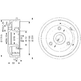 ATE Bremstrommel 24021650011 f&uuml;r Peugeot Citro&euml;n