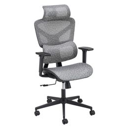 Mid.you Drehstuhl, Dunkelgrau, Holz, Metall, Kunststoff, Textil, Pappel, Sperrholz, Drehkreuz, 66x124-132x64 cm, Sitzfl&auml;che 360&deg; drehbar, Arbeitszimmer, B&uuml;rost&uuml;hle, Drehst&uuml;hle