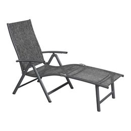 Ambia Garden Gartenliege, Anthrazit, Grau, Metall, Textil, 61x94x180 cm, UV-best&auml;ndig, R&uuml;ckenlehne verstellbar, Gartenm&ouml;bel, Gartenliegen