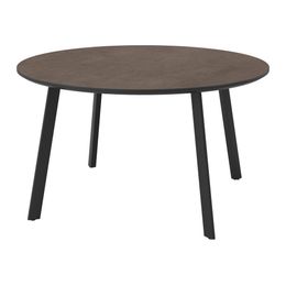 Ambia Garden Gartentisch, Anthrazit, Metall, Glas, Keramik, rund, Flachrohr, 140x75x140 cm, Gartenm&ouml;bel, Gartentische, Gartentische