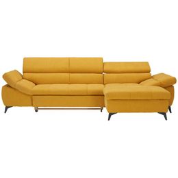 Stylife Ecksofa, Gelb, Kunststoff, Uni, 4-Sitzer, Ottomane rechts, L-Form, 297x171 cm, Bettkasten erh&auml;ltlich, Stoffauswahl, seitenverkehrt Bettfunktion Hocker R&uuml;ckenfutter, Wohnzimmer, Sofas & Couches, Wohnlandschaften, Ecksofas