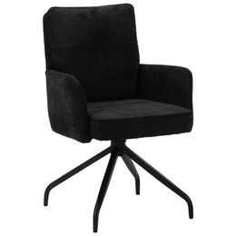CARRYHOME Armlehnstuhl, Schwarz, Metall, Textil, eckig, 60x90x68 cm, Sitzfl&auml;che 180&deg; drehbar, Esszimmer, St&uuml;hle, Esszimmerst&uuml;hle, Armlehnenst&uuml;hle