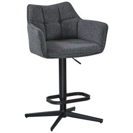 Hom&acute;in Hom`in Tresensessel, Grau, Schwarz, Metall, Textil, Drehkreuz, 56x88-108x53 cm, Stoffauswahl, Sitzfl&auml;che 360&deg; drehbar, Esszimmer, Barm&ouml;bel, Barhocker