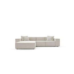 Milino Ecksofa, Creme, Kunststoff, 3-Sitzer, F&uuml;llung: Schaumstoffflocken,Schaumstoffflocken, L-Form, 265x180 cm, Armlehnen seitenverkehrt montierbar, Wohnzimmer, Sofas & Couches, Wohnlandschaften, Ecksofas