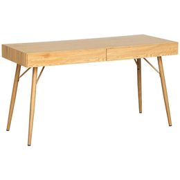 Novel Schreibtisch, Eiche, Metall, Holzwerkstoff, 2 Schublade(n) Schubladen, rechteckig, Rundrohr, 60x75x140 cm, Stauraum, Arbeitszimmer, Schreibtische, B&uuml;rotische