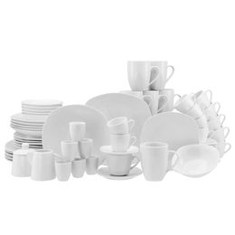 Creatable Kombiservice Square, Wei&szlig;, Keramik, 62-teilig, 200 ml,200 ml,200 ml,80 ml,300 ml,300 ml, lebensmittelecht, stapelbar, Essen & Trinken, Geschirr, Geschirr-Sets, Kombiservice