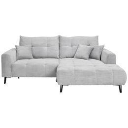 CARRYHOME Ecksofa, Hellgrau, Metall, 2-Sitzer, F&uuml;llung: Schaumstoff, Silikon,Schaumstoff, Silikon, Ottomane rechts, L-Form, 250x185 cm, Stoffauswahl, seitenverkehrt erh&auml;ltlich, R&uuml;cken echt, haustierfreundlicher Bezug, Wohnzimmer, Sofas & Couches, Wohnlandschaften, Ecksofas