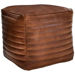 Landscape Pouf, Cognac, Leder, Echtleder, Ziegenleder, F&uuml;llung: Baumwollf&uuml;llung, 40x40x40 cm, Indoor, Wohnzimmer, Hocker, Poufs