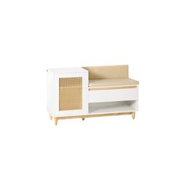 sobuy Schuhbank mit einer Schublade Wei&szlig; 100x35x60cm Rustikal