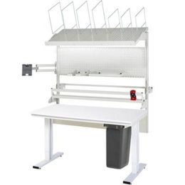 Rau Packtischsystem 06 Werktisch-Serie adlatus 300, B 2000 x T 1000 x H 720-1120 mm, Melamin-Platte, bis 300 kg