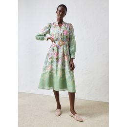 bonprix Midikleid aus Ramie (2 tlg.Set mit G&uuml;rtel), gr&uuml;n, Gr.42, romatisches Midikleid aus Ramie mit passendem G&uuml;rtel